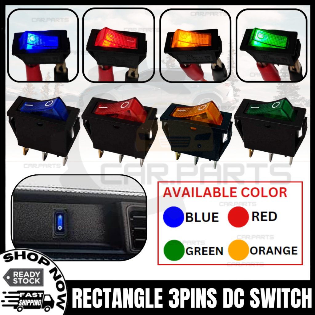 CP KCD3 Rocker Switch 15A/250V AC 20A/125V AC LED Light ON-OFF RECTANGLE 3PINS DC AUTO ...
