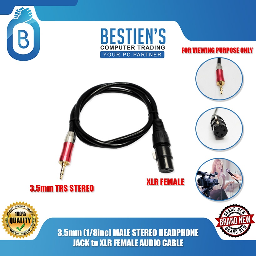 3.5mm (1/8inc) MALE STEREO HEADPHONE JACK to XLR FEMALE AUDIO CABLE | Shopee Philippines