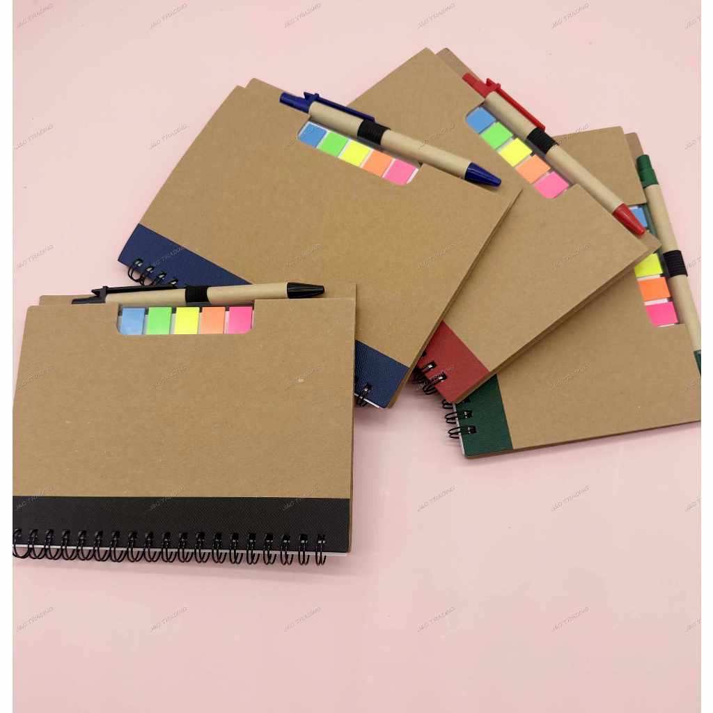 Classic Stationery Notepad Wood NOTE BOOK Design w/ Sticky Notes & Pen ...