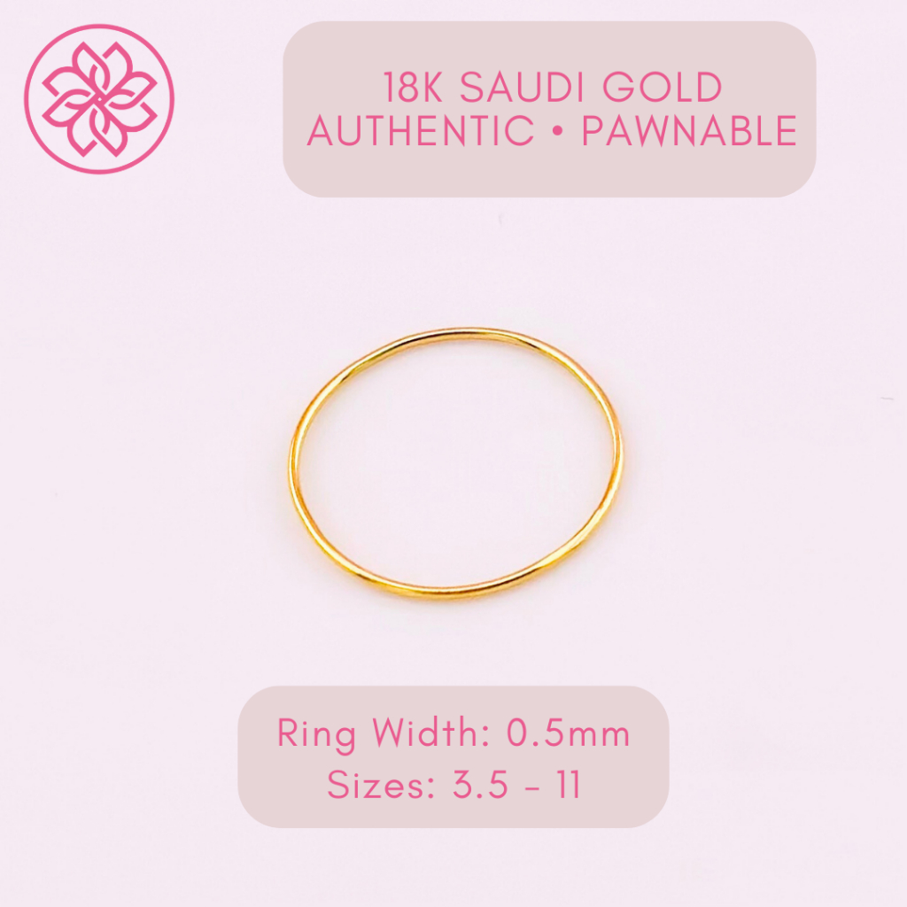 COD PAWNABLE 18K SAUDI GOLD Plain Skinny Ring | Shopee Philippines