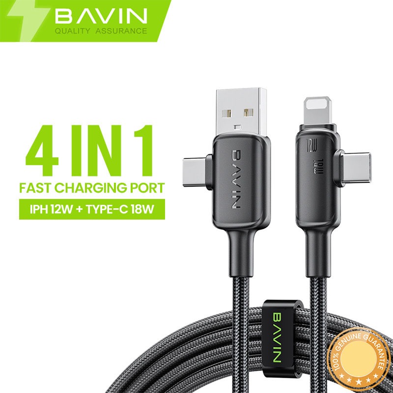 BAVIN 【CB300】 4 In 1 Pd 12W + Type-C 18W Fast Charging Data Cable Nylon ...