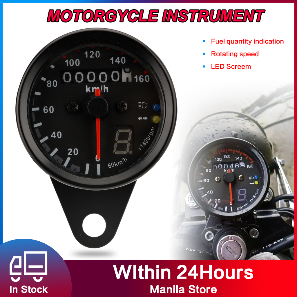 Universal Motorcycle Tachometer Tacho Gauge 13000 RPM 12v Speedometer ...