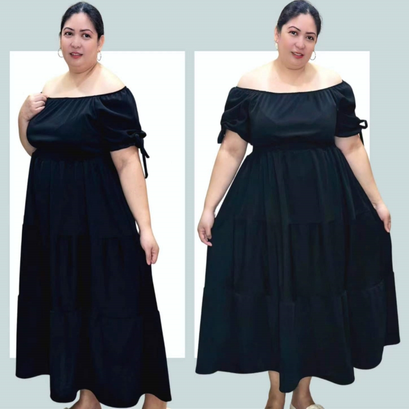 Midi dress S-2XL size plus size plain dress for woman casual dress for ...