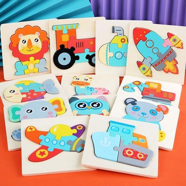 3D Cartoon Puzzle Wooden Animals Jigsaw Puzzles Board For Kids ...