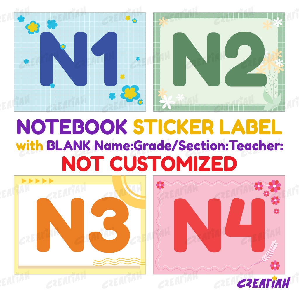 Notebook Number Sticker Labels N1-N10 & BLANK Name Section Stickers ...