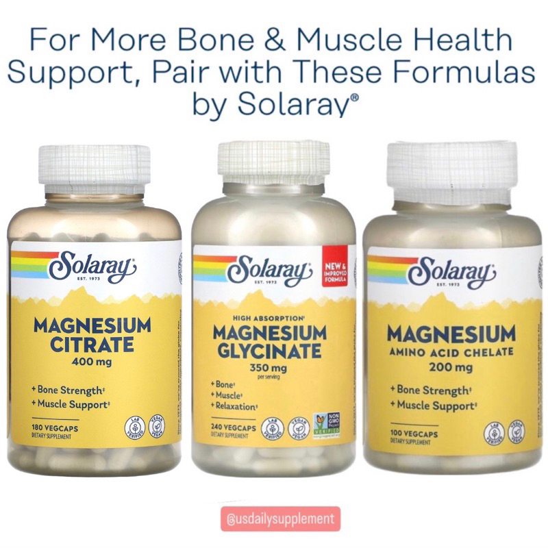 [ONHAND] Solaray Magnesium Glycinate Magnesium Citrate Magnesium Amino ...
