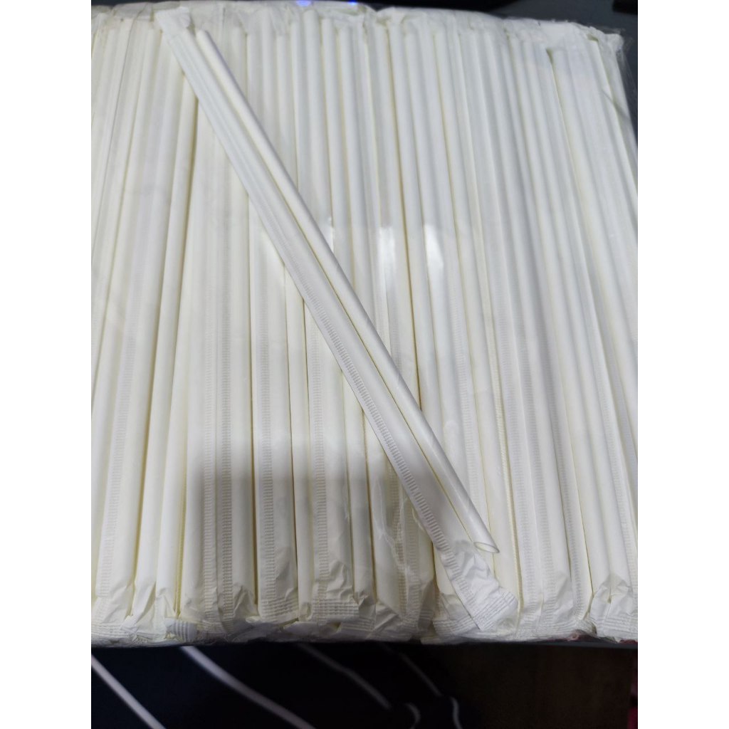 Paper Straw 6mm x 230mm Individually Wrapped Pointed 23cm 100pcs 200pcs ...