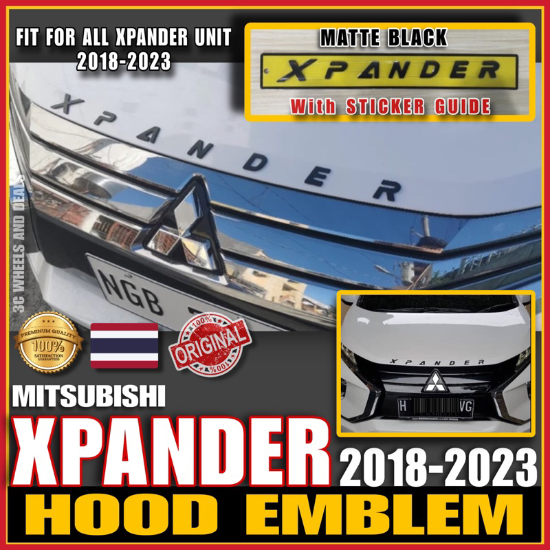 MITSUBISHI XPANDER 2018-2023 HOOD EMBLEM IN BLACK (with sticker guide ...