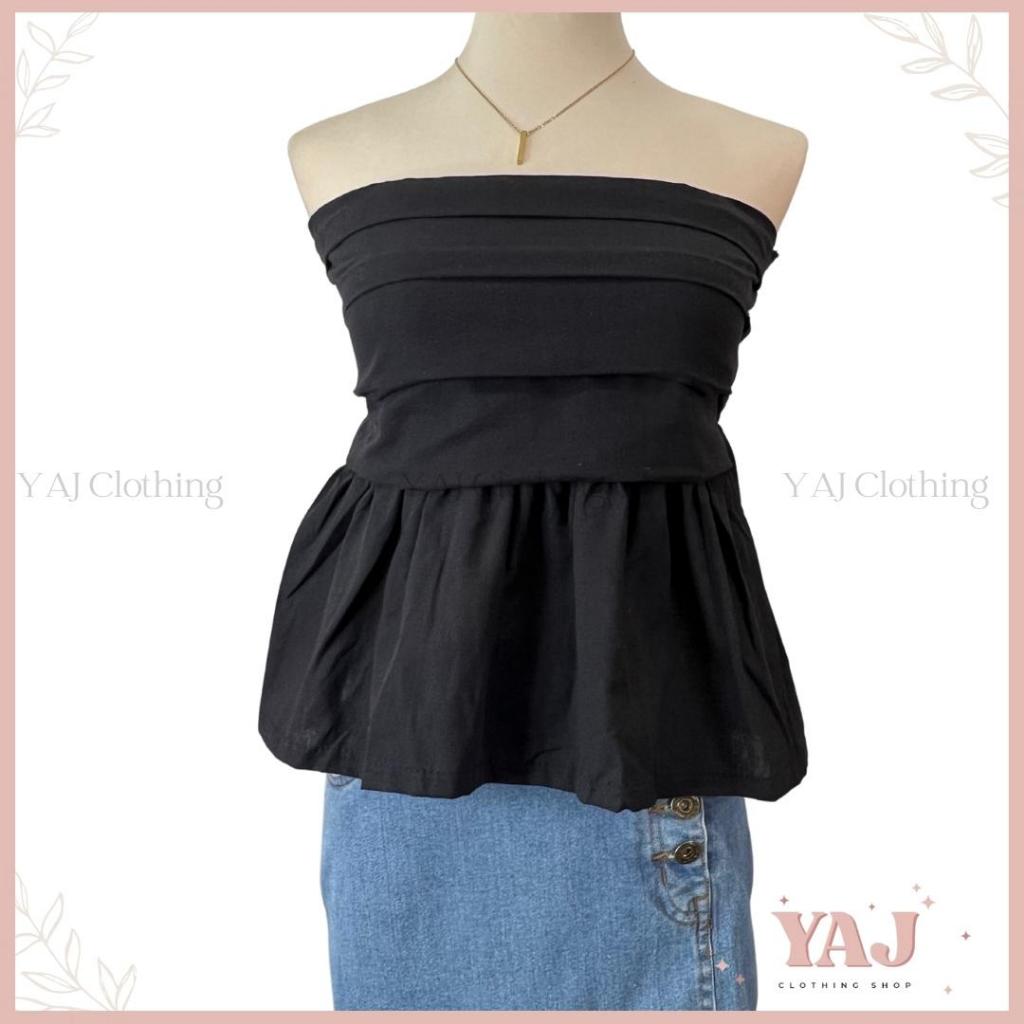 YAJ Peplum Linen Tube Top | Shopee Philippines