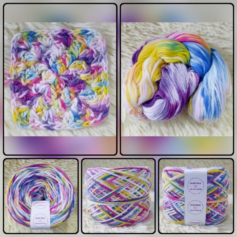 Hand Dyed Fine Cotton Yarn (Sprinkled #7, 16ply,12ply,8ply) (100g,200g ...