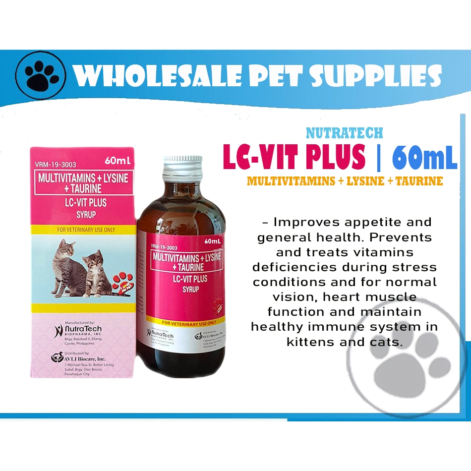 LC-Vit Plus Syrup 60ml for CATS (Multivitamins + Lysine + Taurine ...