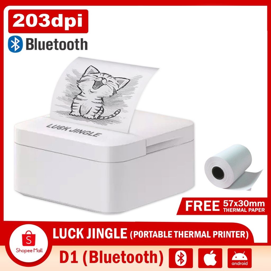 GOOJPRT D1 Luck Jingle Portable Bluetooth Thermal Printer (203dpi) 1000mAh Lithium-ion Battery w ...