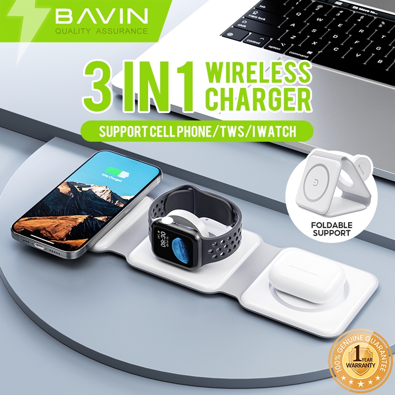 BAVIN PC962 3 in 1 15W Magnetic Wireless Fast Charger Foldable ...
