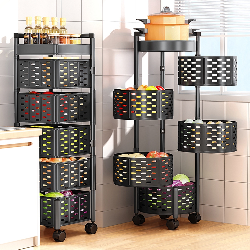 Kitchen Rotating Rack Kitchen Organizer Storage Rack Shelves Bathroom ...