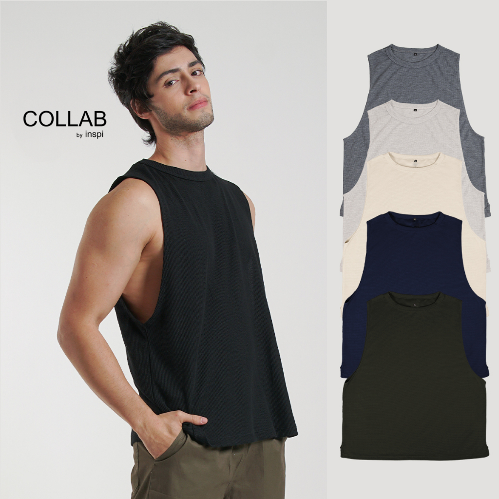 COLLAB by Inspi Waffle Muscle Tees Sando Collection For Men Plain ...