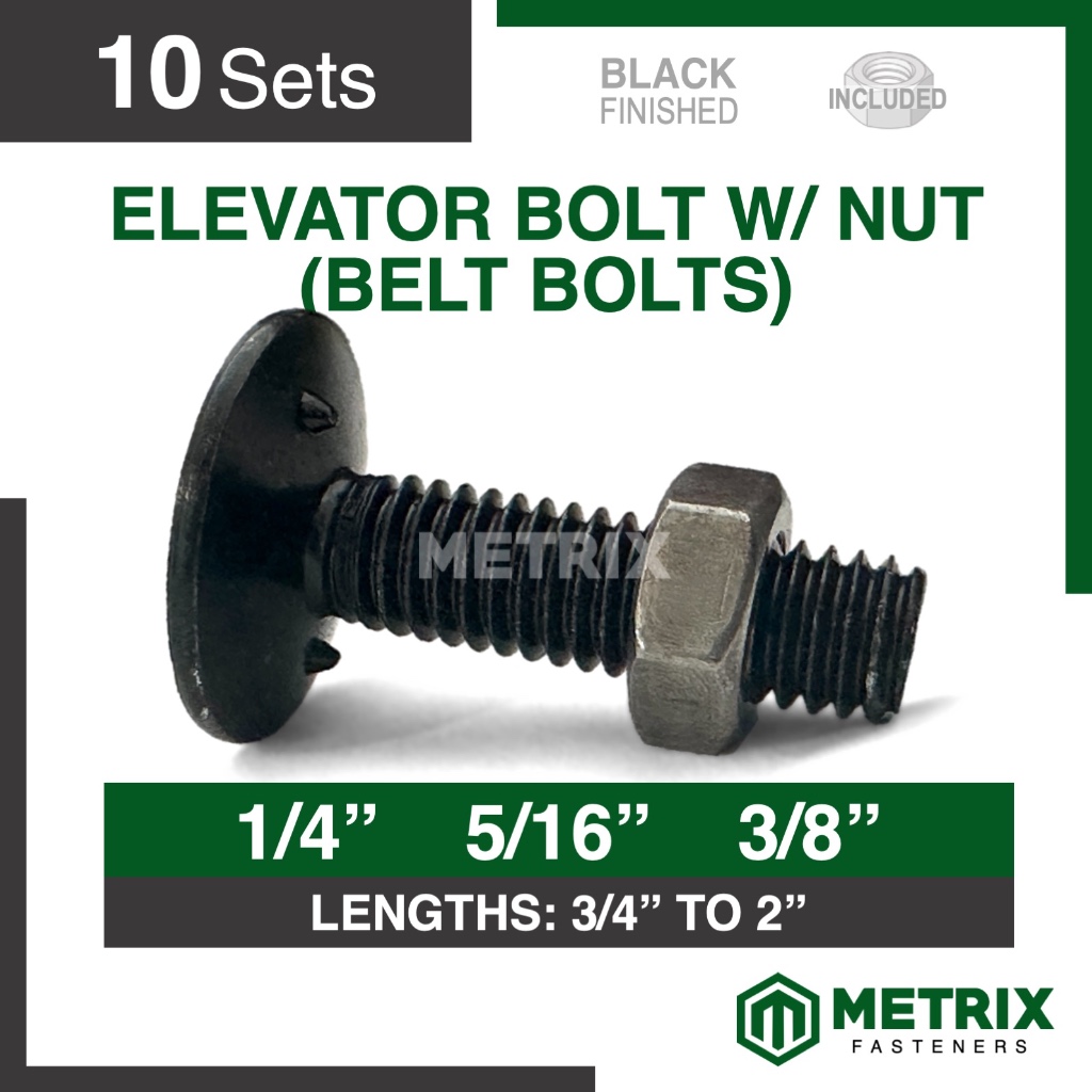 10set Elevator Bolt with Nut / Belt Bolts for Conveyor Systems ( 1/4" 5/16" 3/8" ), METRIX ...