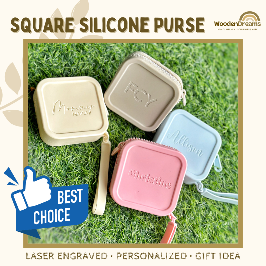 PERSONALIZED Silicone Square Purse | Coin Purse | Cable Organizer ...