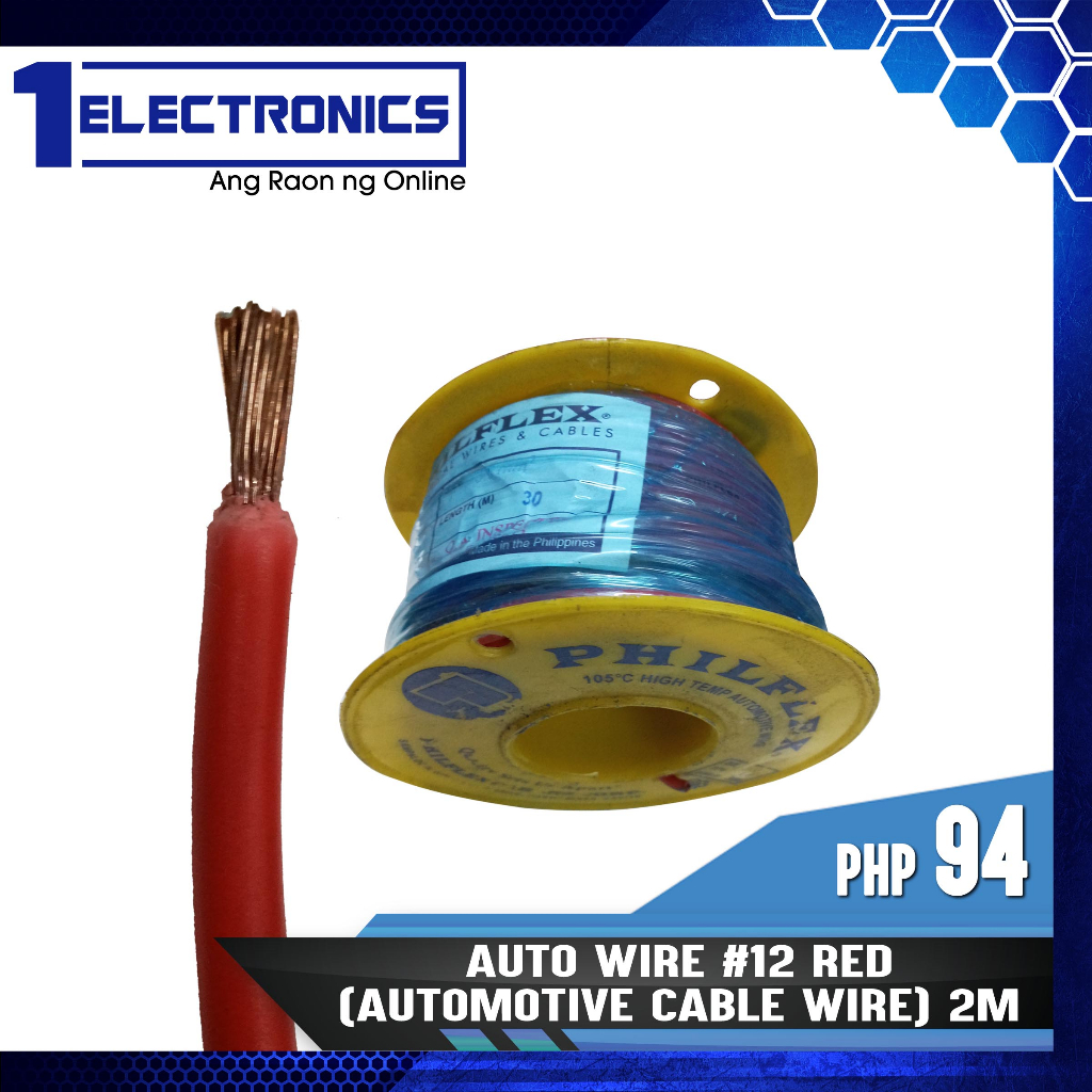 1Electronics AUTO WIRE #12 RED (Automotive Cable Wire) | Shopee Philippines