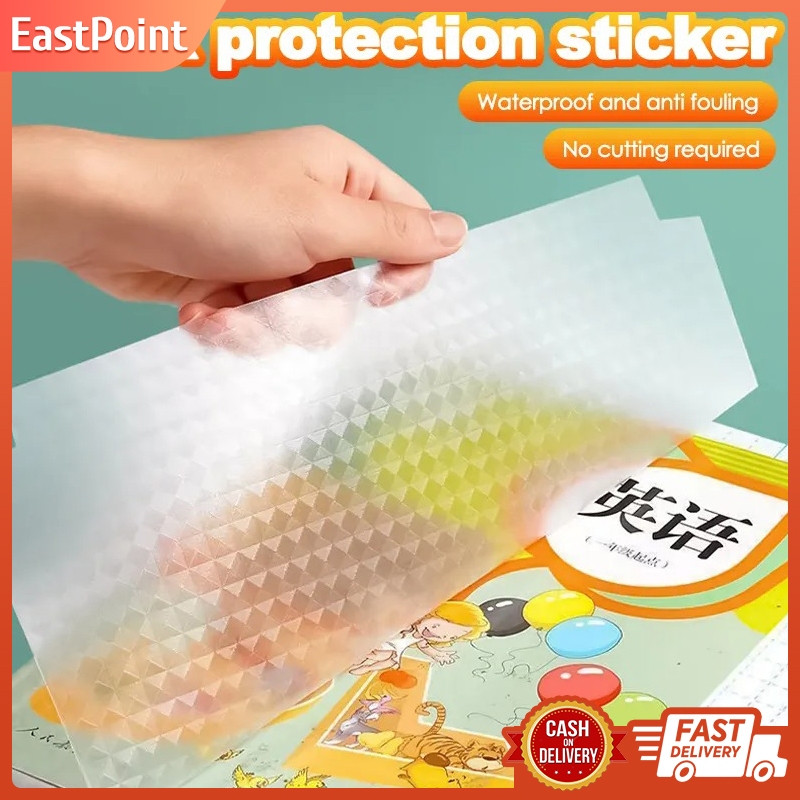 10 Sheets Transparent Self-adhesive Book Wrap Protective Cover S/M/L ...