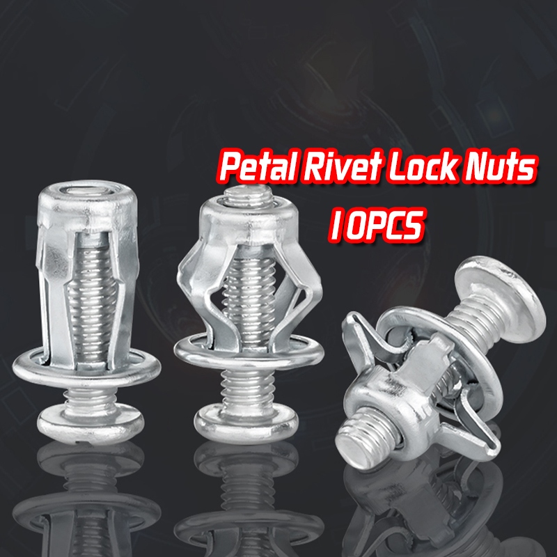 10pcs M4/M5/M6 Petal Rivet Lock Nuts Fixed License Screw Iron Skin ...