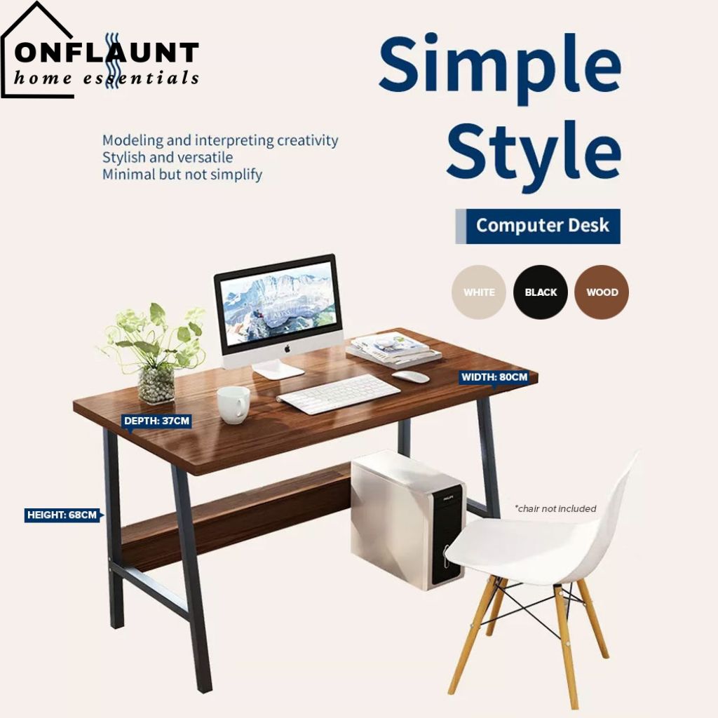 OnFlaunt Simple Table Modern Design Wooden Computer Desk With Metal Leg ...