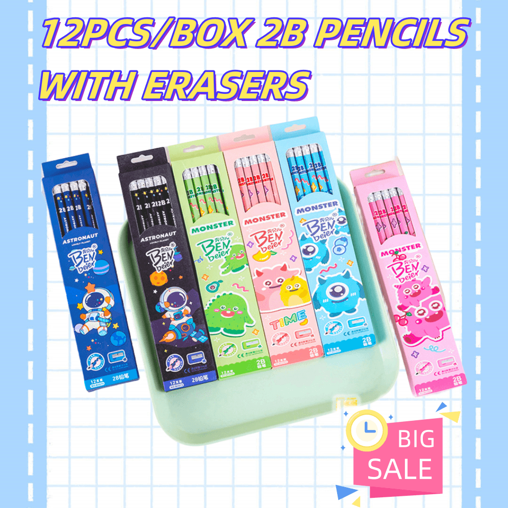 Cartoon Box Pencil 2B Set Children's Stationery Writing Painting ...