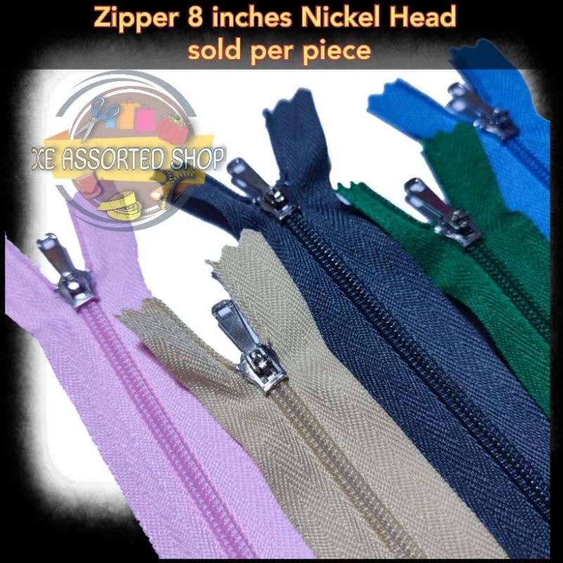 Zipper 8 inches with Cord Nickel Head Sold per piece | Shopee Philippines