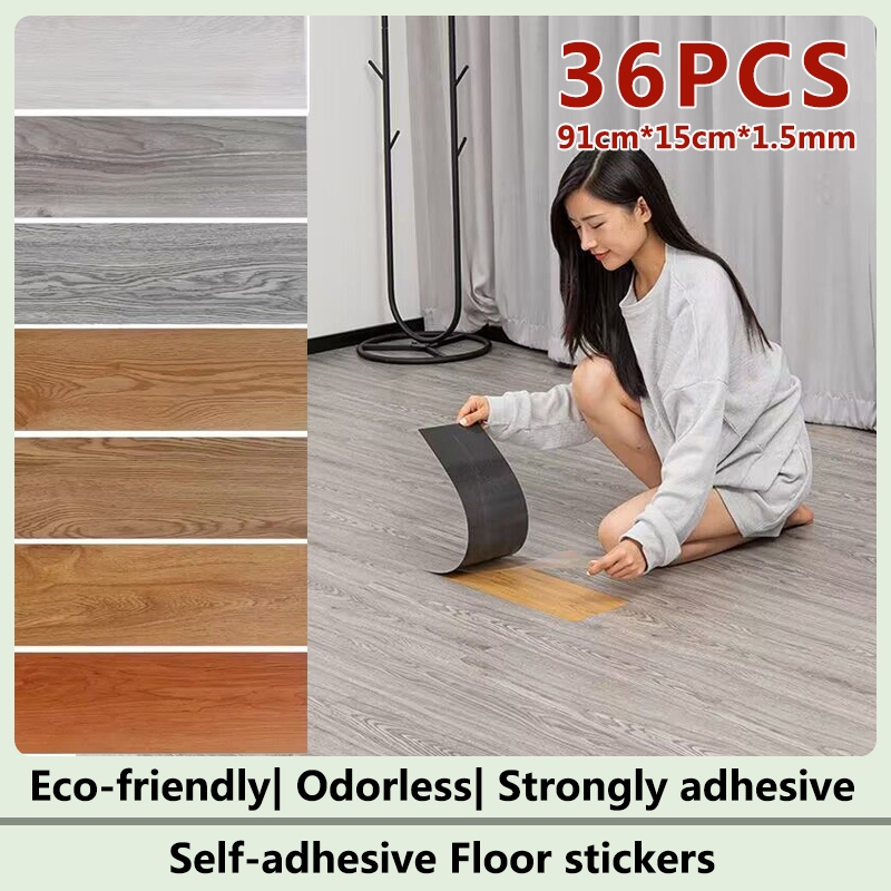 36PCS 3D 1.5mm Floor sticker ( 91.44* 15.24cm) self adhesive PVC tiles ...