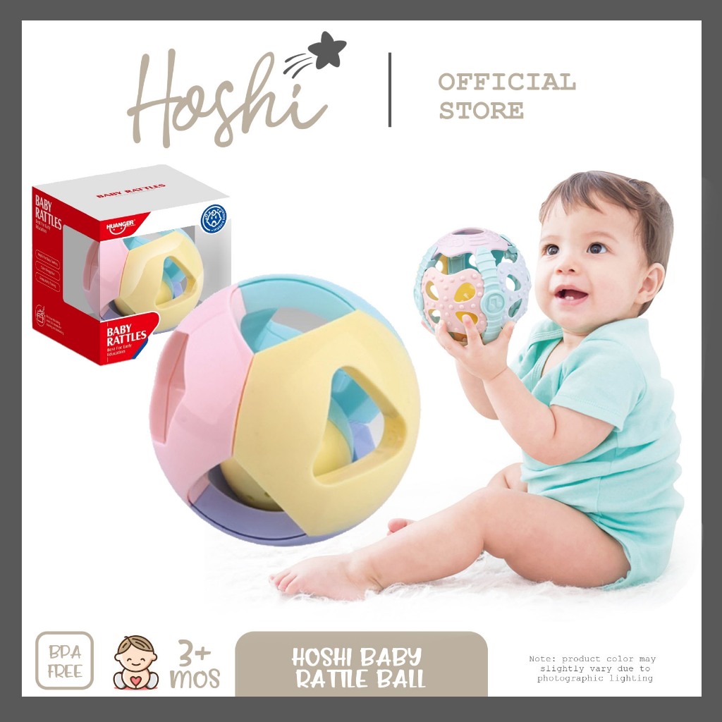 Hoshi Baby Infant Grasping Pastel Rattle Ball, Sensory Educational ...