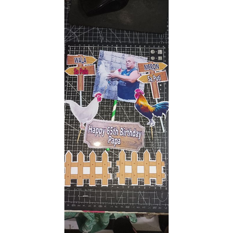 customized photo Printed cake toppers manok sabong wood themed | Shopee ...