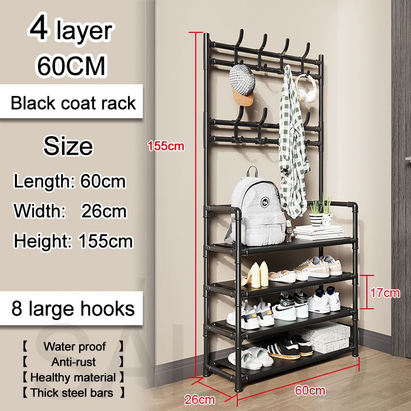 SALVO Multi-Layer Multifunctional Shoe Rack Organizer Simple Floor Coat ...