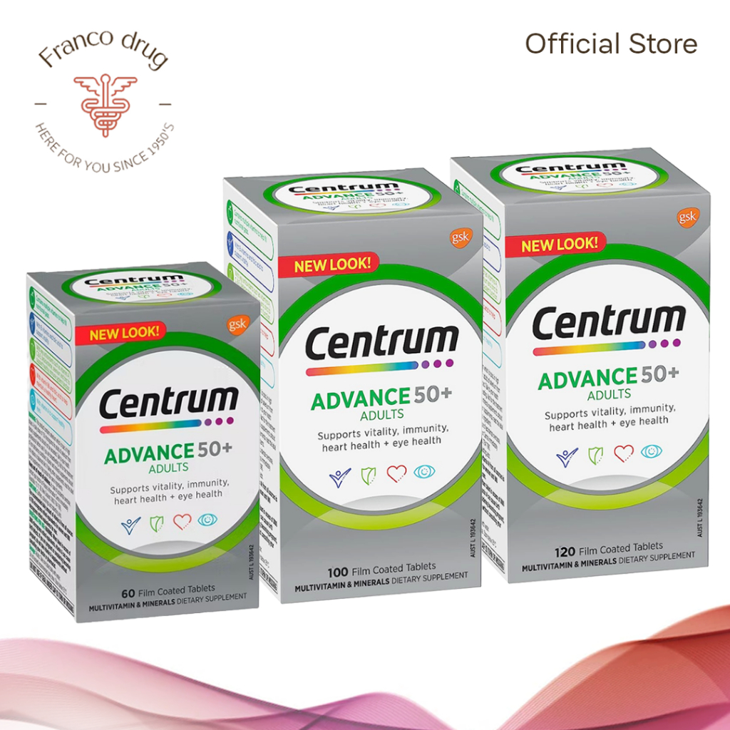 CENTRUM: Advance 50+ for Adults multivitamin and minerals 60's, 100's ...
