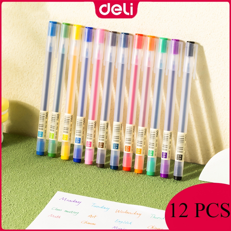 Deli 12PCS 0.5mm Color Gel Pen Smoth Writing Pens EG119 | Shopee ...