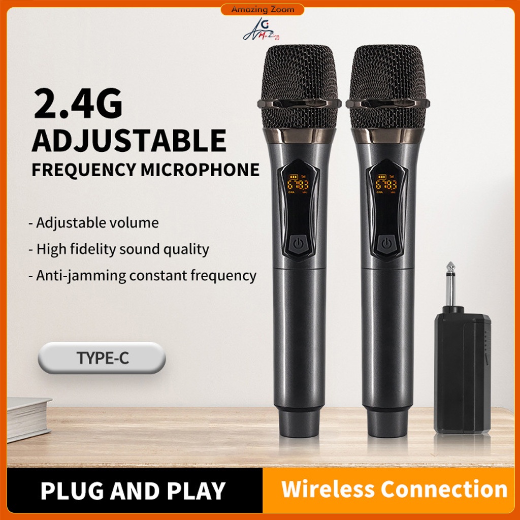 2.4Ghz Wireless Microphone Rechargeable Handheld Range Cordless Dynamic ...