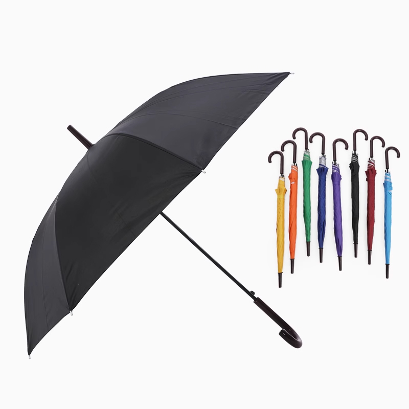 Silver glue umbrella Straight pole long handle bend the umbrella 8 bone ...