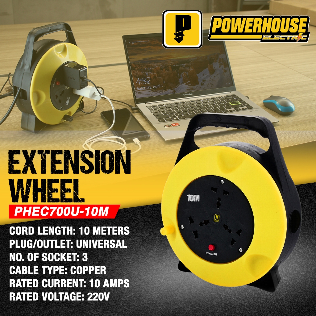 Powerhouse Electric Heavy Duty Extension Wheel 10A 10M 13A 30M | Shopee ...