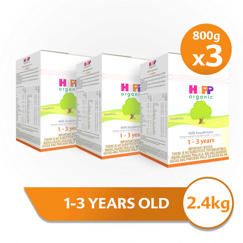 HiPP Organic Milk Supplement 1-3 800g x 3 | Shopee Philippines