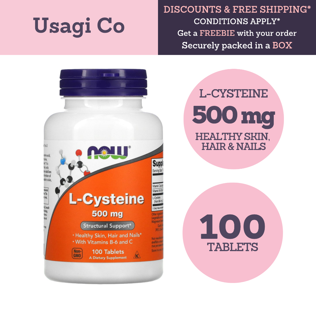 NOW Foods, L-Cysteine with Vitamin C and B-6, 500 mg, 100 Tablets ...