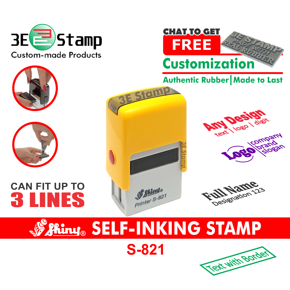 3E STAMP Shiny 821 / S821 / S-821 Self inking Stamp for Personalized ...