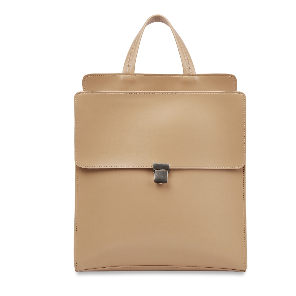 BECCA VEGAN LEATHER BACKPACK BEIGE | Shopee Philippines