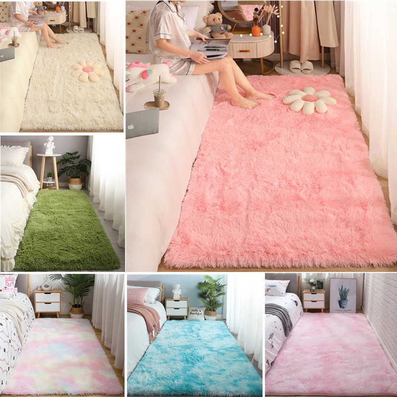 80*160cm Rectangle Solid Color Bedroom Carpet Bedside Dresser Mat ...