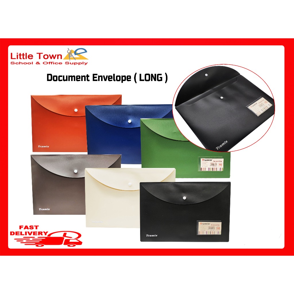 Tramix Plastic Document Envelope Snap Botton Long size (36x26cm) | Shopee Philippines