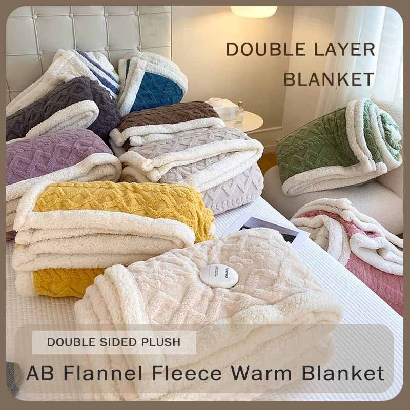 Double Layer Thicker Blanket Warm Wool Blanket Soft Skin-Friendly ...
