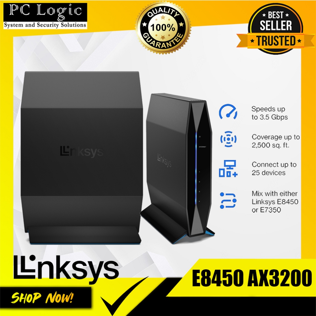 LINKSYS E8450 AX3200 DUAL BAND MESH WIFI 6 ROUTER 5 GIGABIT PORTS ...