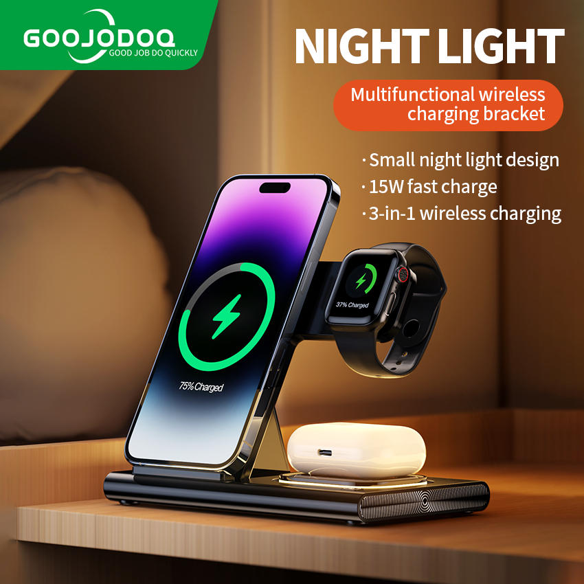 GOOJODOQ Wireless Charger for iphone iWatch airpods Fast PD Charging ...