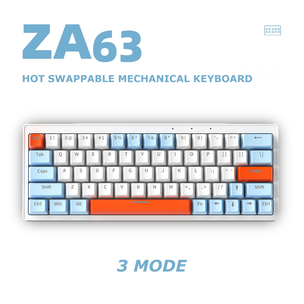 Zifriend ZA63 3 Mode 60% Mechanical Keyboard Hot Swappable RGB Backlit ...