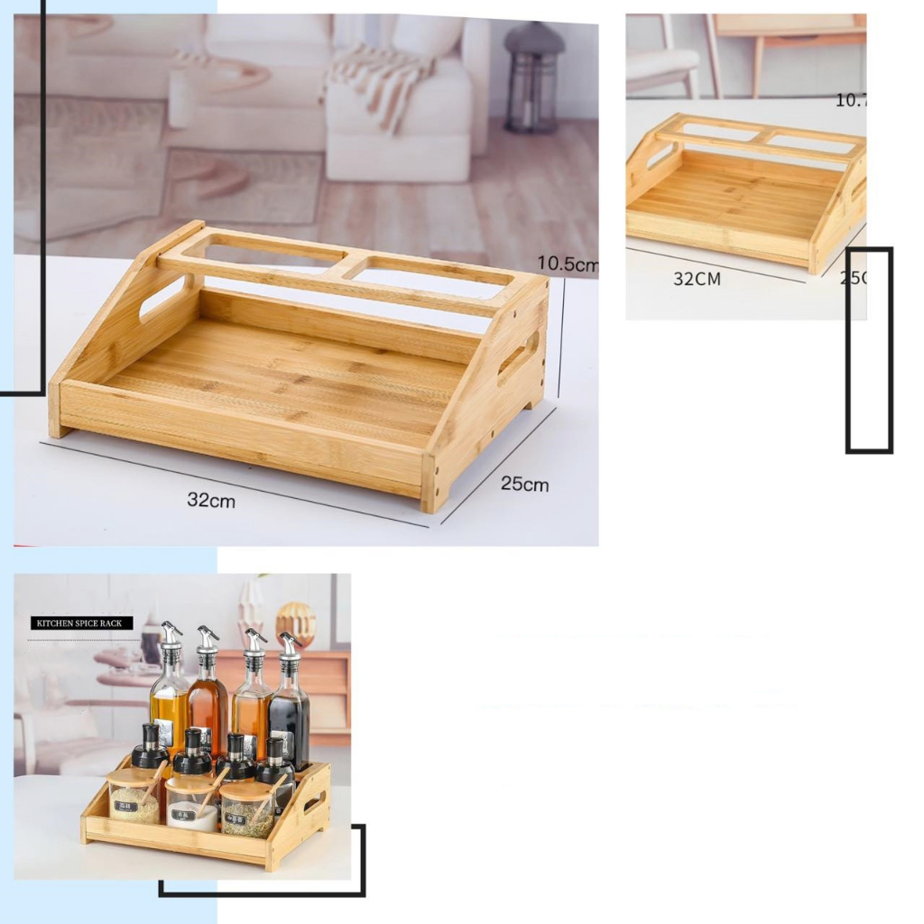 Kitchen Bamboo Wood Shelf Round Square Wooden Oil Bottle Rack Oil ...