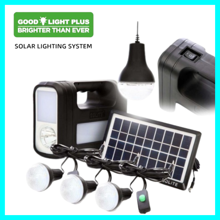 Portable Solar Lighting System GD Plus GD-8019 COB with 3 Bulbs Mobile ...