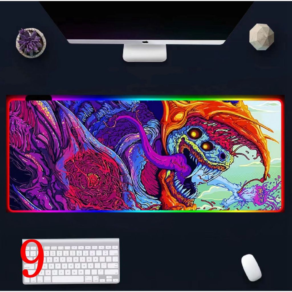 【XMT】RGB Colorful LED Lighting Gaming Mouse Pad Keypad Mat For PC ...