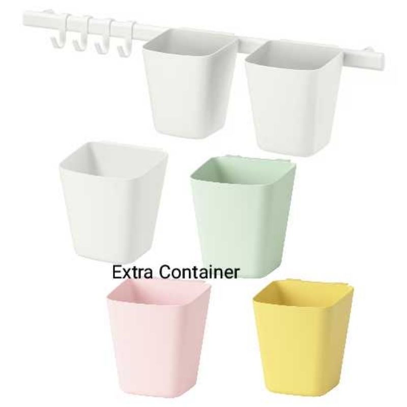 SUNNERSTA Ìkea Rail with 4 hooks and 2 containers, white | Shopee Philippines